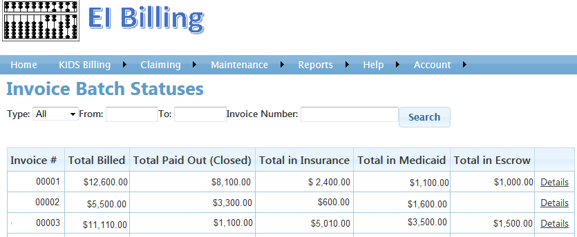 Invoice Batch Statuses - Ei-Hub