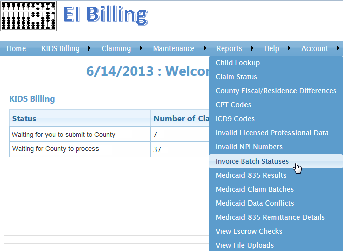 Invoice Batch Statuses - Ei-Hub
