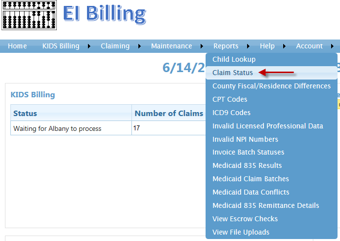 Claim Status Report - Ei-Hub